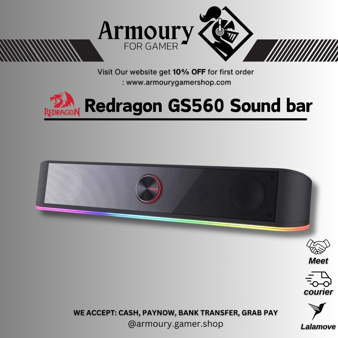 Redragon GS560 Adiemus RGB Desktop Soundbar, Audio, Soundbars, Speakers ...