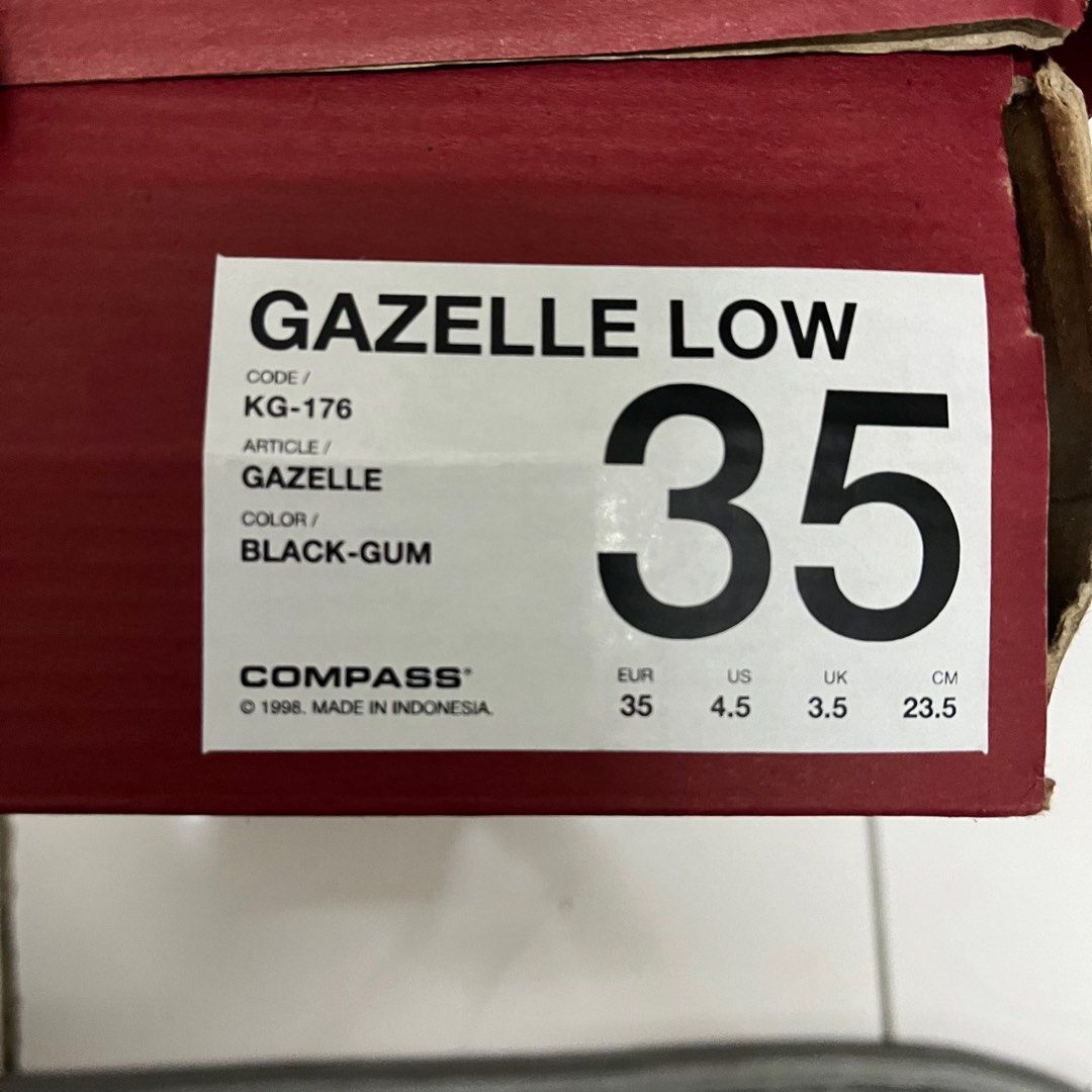 SEPATU COMPASS GAZELLE LOW BLACK GUM, Women's Fashion, Footwear ...
