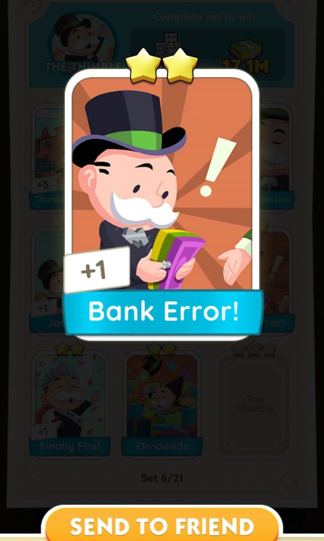 Set 6 Bank Error Monopoly Go Sticker Cards, Video Gaming, Gaming ...