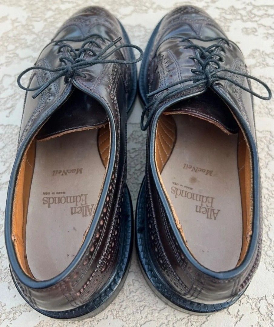 Shell Cordovan Allen Edmonds Macneil longwing leather burgundy bluchers ...