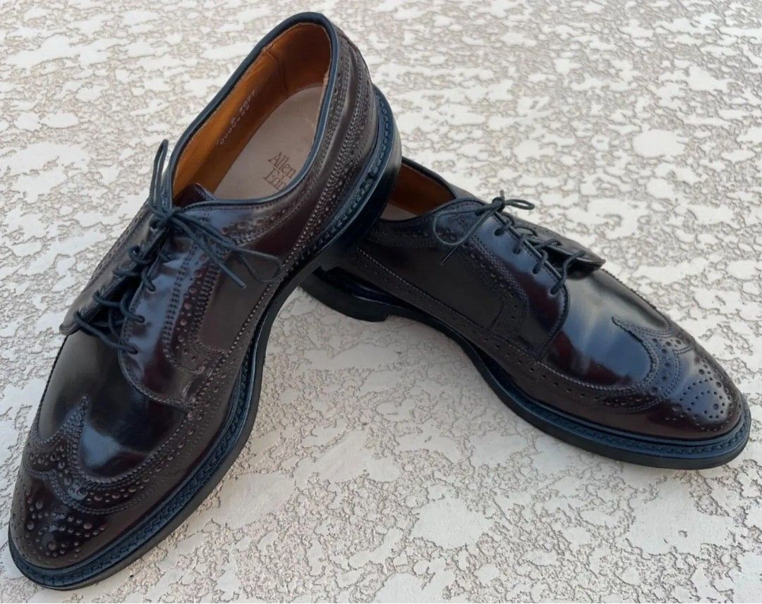 Shell Cordovan Allen Edmonds Macneil longwing leather burgundy bluchers ...