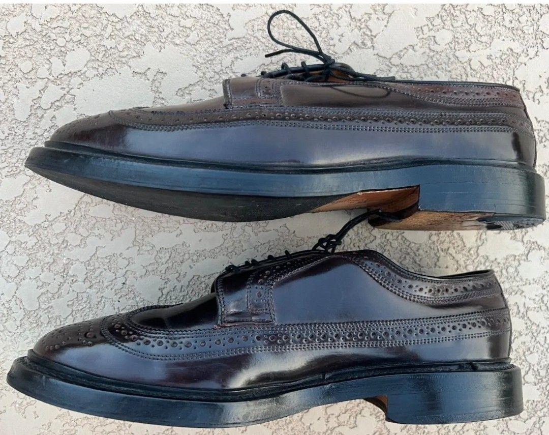 Shell Cordovan Allen Edmonds Macneil longwing leather burgundy bluchers ...