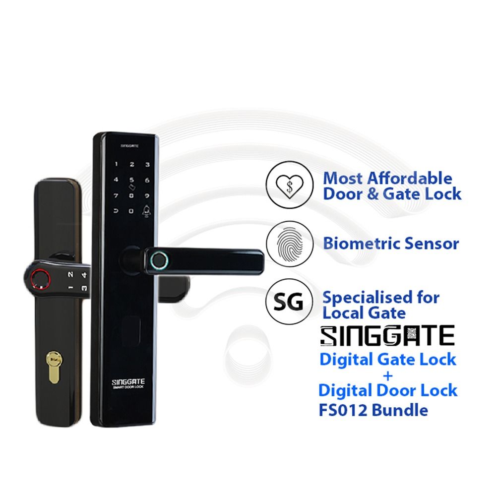 [SINGGATE] Local 1+1 Handle Digital Door Lock FS012 & Digital Gate Lock FM021 Bundle Set ...