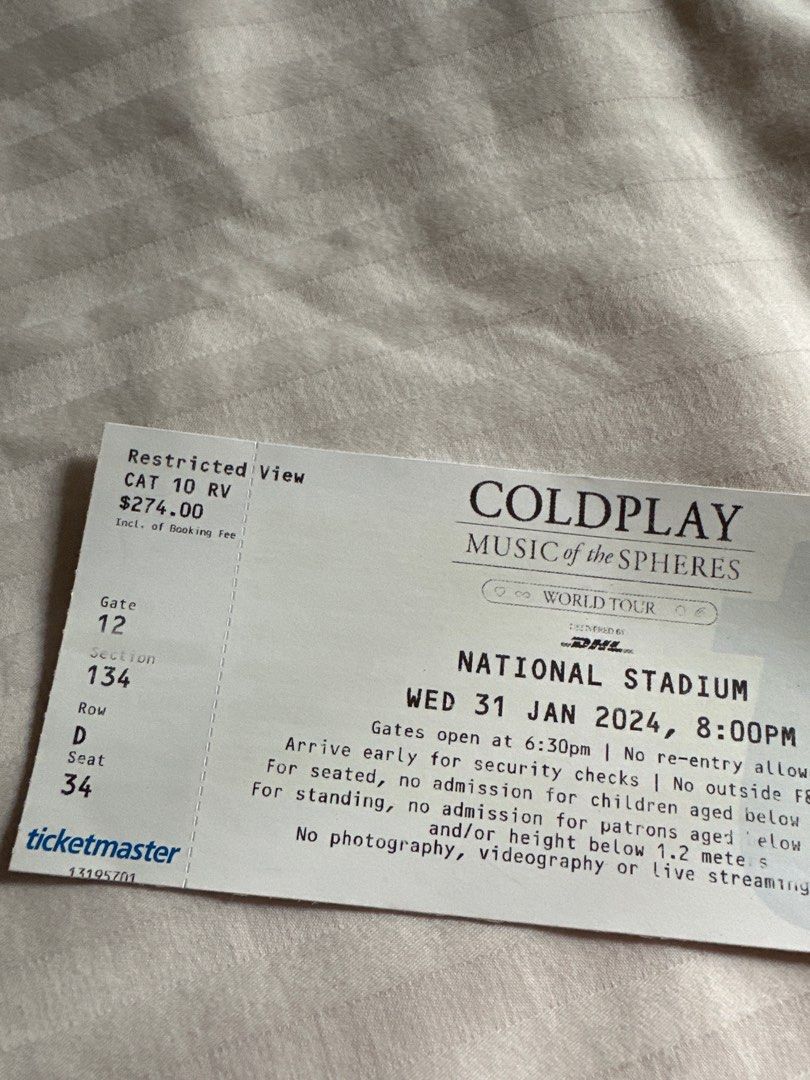 Single ticket for 31st Jan (Cat 2) restricted view, Tickets & Vouchers ...