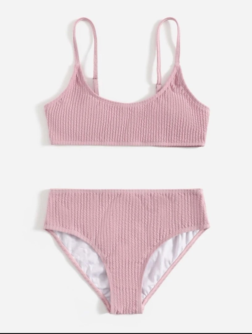 Solid textured bikini swimsut, Women's Fashion, Swimwear, Bikinis ...