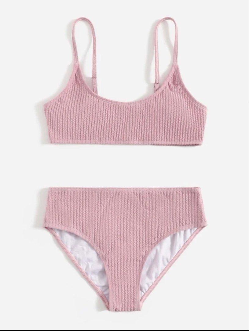 Solid textured bikini swimsut, Women's Fashion, Swimwear, Bikinis ...