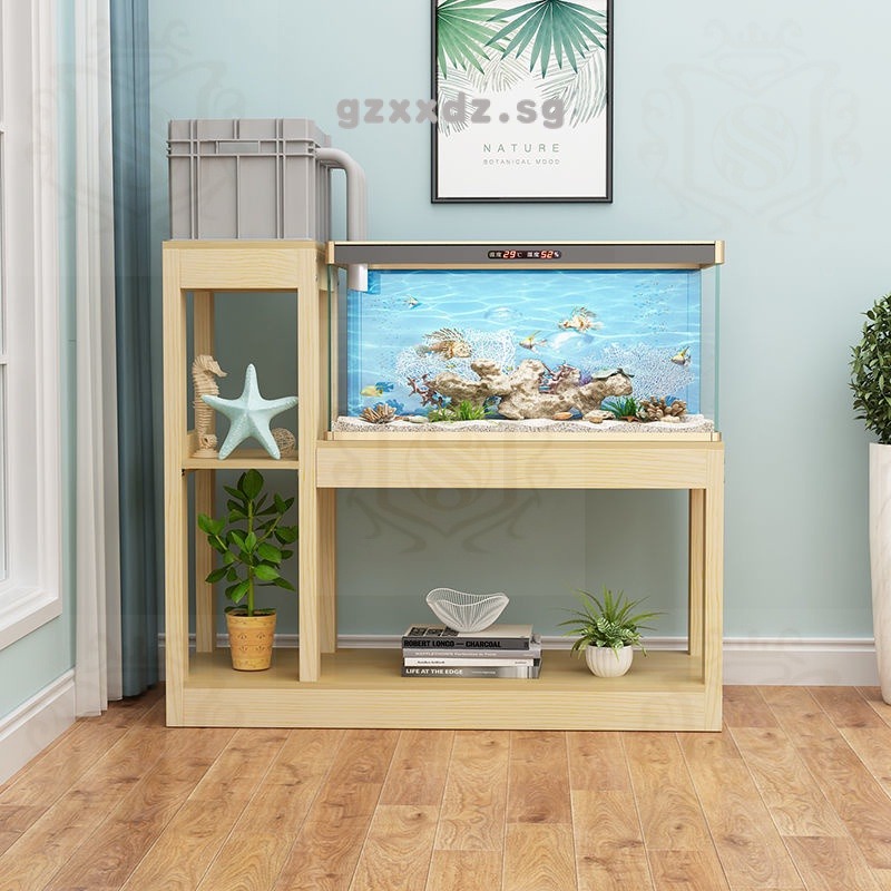 Solid wood fish tank base upper filter fish tank bottom cabinet high ...