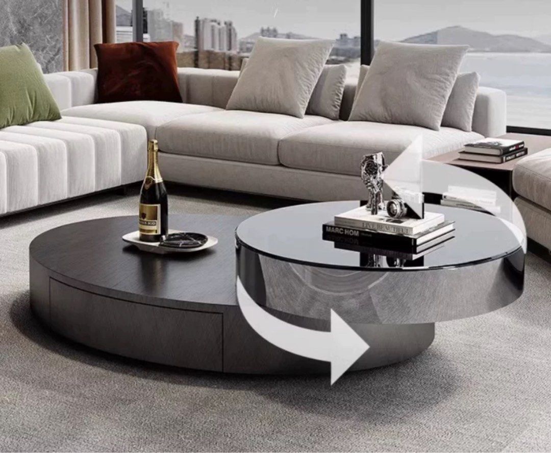 SVEVA Modern Oval Rotatable Coffee Table, Furniture & Home Living ...