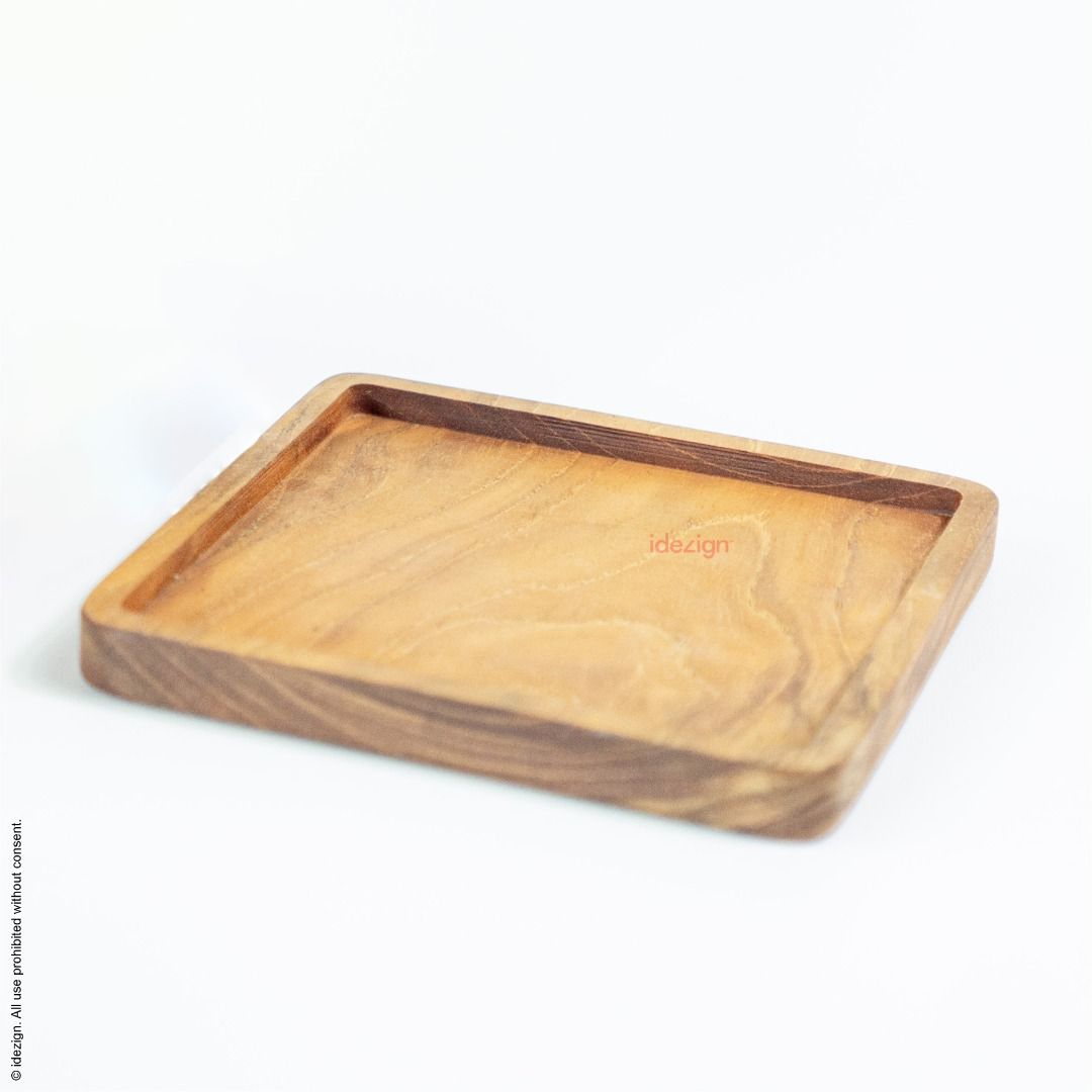 Teak Wood Coaster Set - Raised Edge, Stylish Holder - Artisan Crafted ...