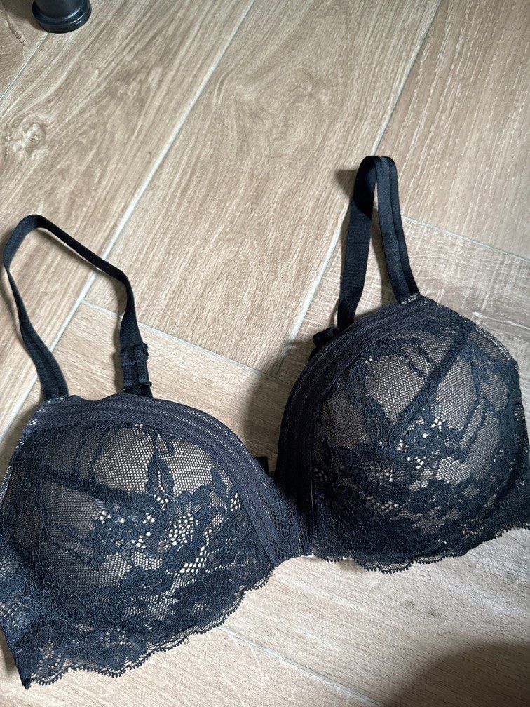 Triumph Black Lace Bra C80, Women's Fashion, New Undergarments ...