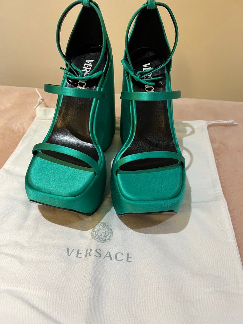 Versace Triplatform satin wedge, Women's Fashion, Footwear, Wedges on ...