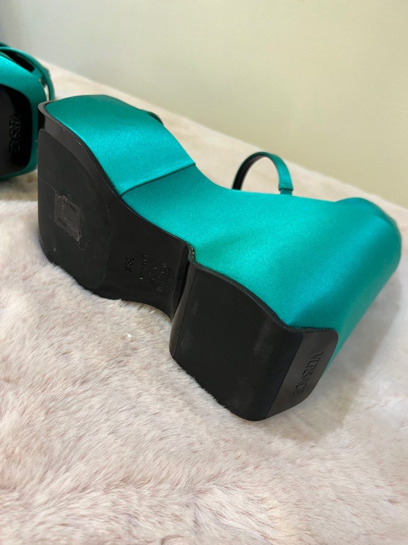 Versace Triplatform satin wedge, Women's Fashion, Footwear, Wedges on ...