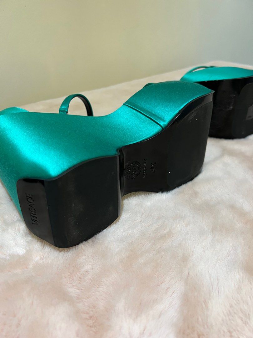 Versace Triplatform satin wedge, Women's Fashion, Footwear, Wedges on ...