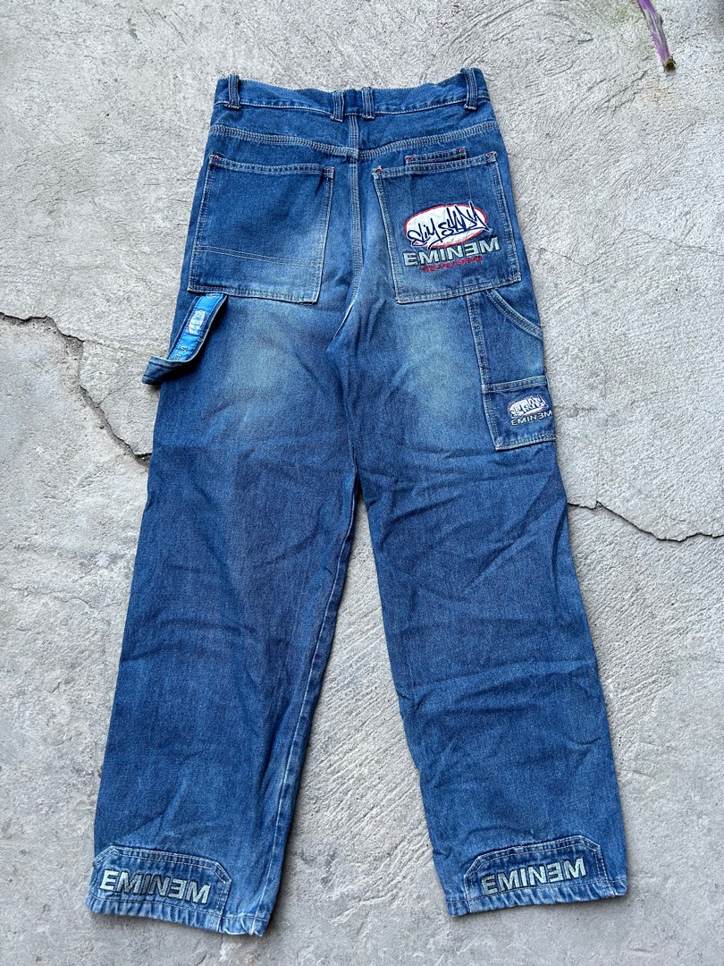 Vintage Eminem Slim Shady album denim baggy pants, Men's Fashion ...