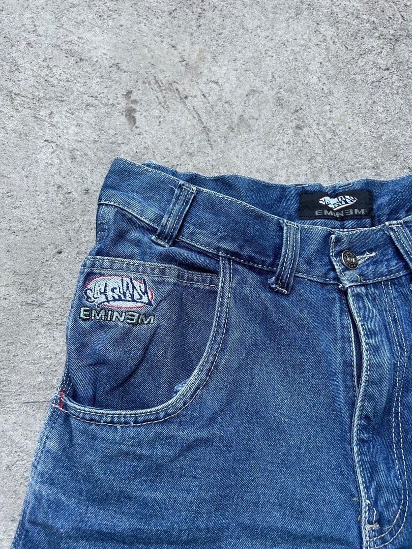 Vintage Eminem Slim Shady album denim baggy pants, Men's Fashion ...