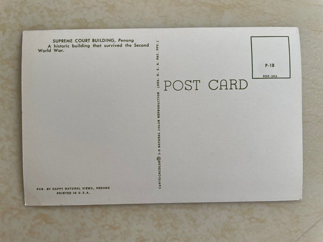 Vintage Postcard: Supreme Court Penang, Hobbies & Toys, Collectibles ...
