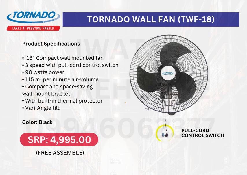 Wall fan with pull-cord / Metal, Furniture & Home Living, Lighting ...