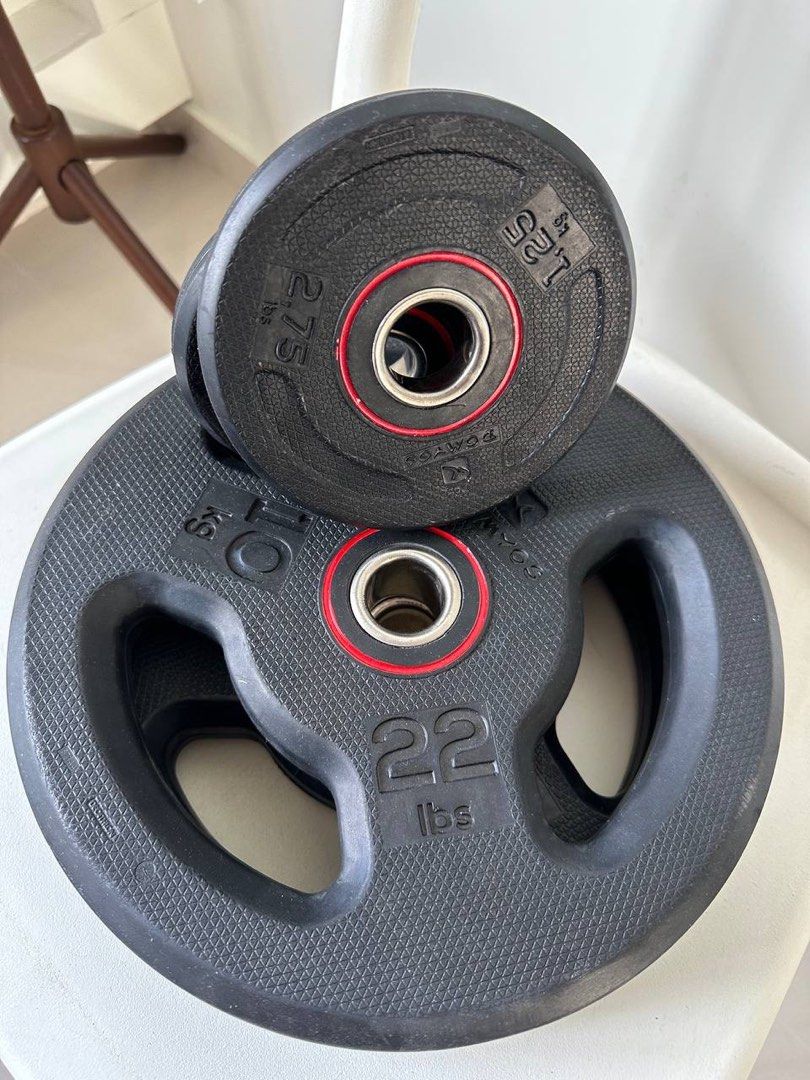 weighted plates and bar, Sports Equipment, Exercise & Fitness, Weights ...