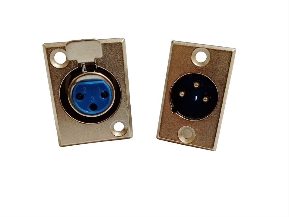 XLR MALE/FEMALE 3-PIN JACK PANEL MOUNTED SILVER METAL HOUSING HEAVY ...