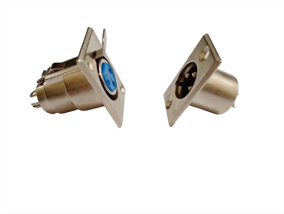 XLR MALE/FEMALE 3-PIN JACK PANEL MOUNTED SILVER METAL HOUSING HEAVY ...