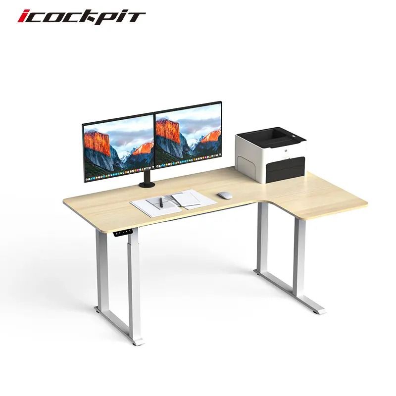 160*100cm L Shape Corner Desk with Electric Height Adjustment ...