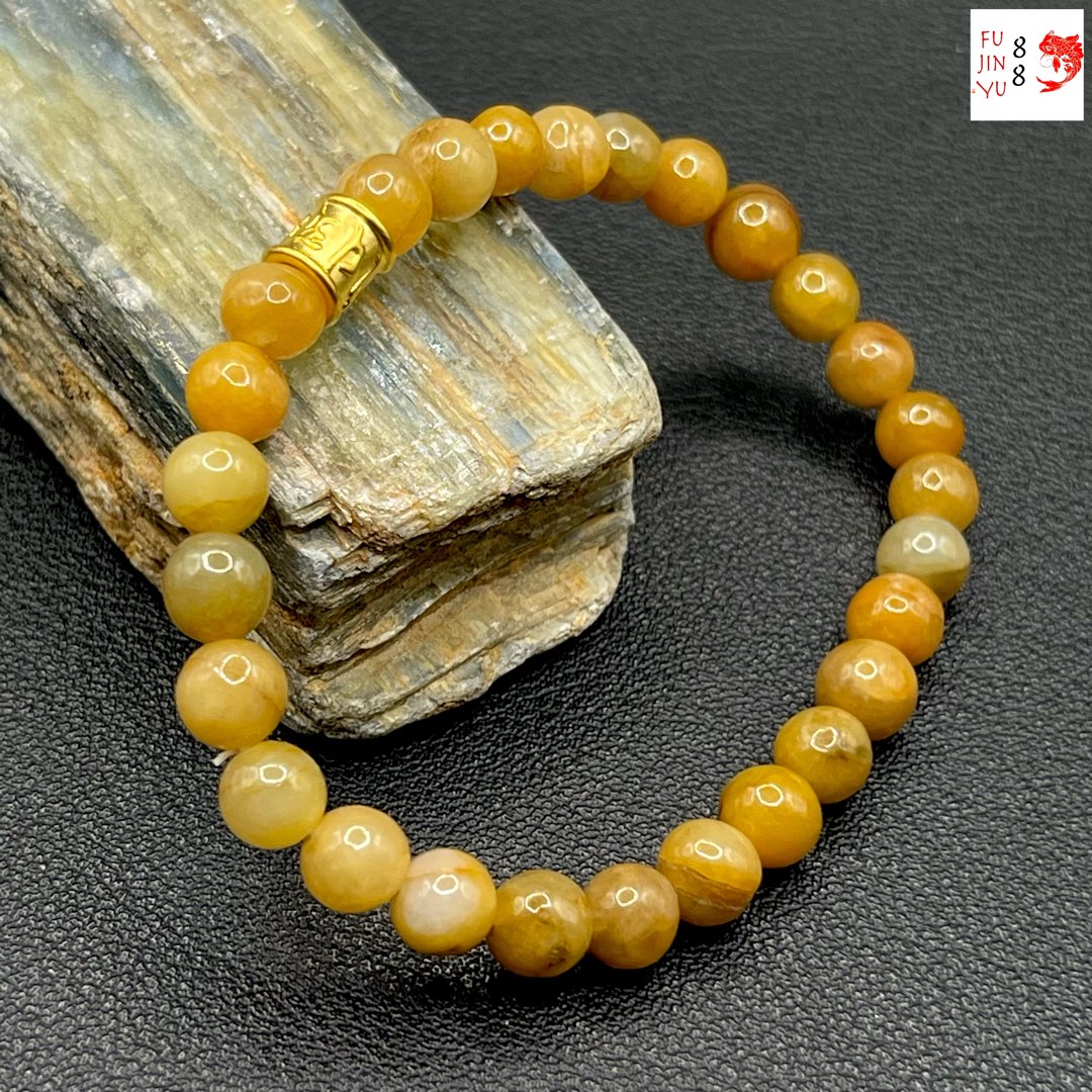 24K Gold Mantra in Brown Jadeite Jade, Women's Fashion, Jewelry ...