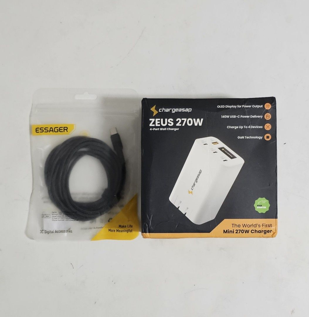 270W ZEUS USB-C GAN CHARGER With C1 PORT 140W Power Output+ 2M Fast Charging With Display ...