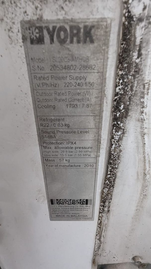 2HP YORK OUTDOOR GAS R22, TV & Home Appliances, Air Conditioners ...