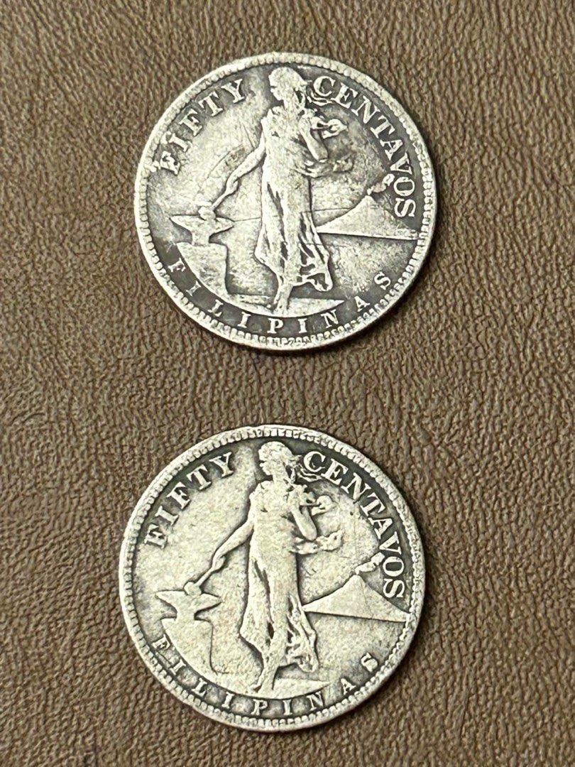 50 centavos 1920 (a pair), very rare Philippine coins with errors ...