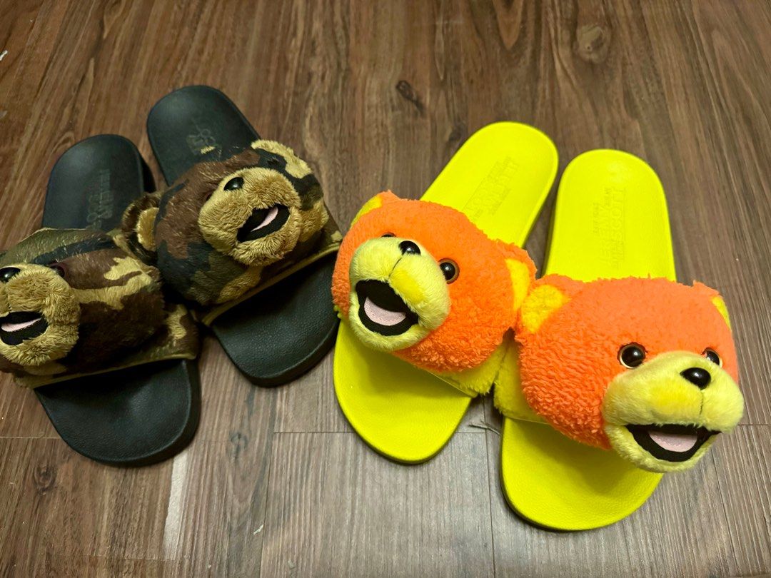 Adidas Jeremy Scott Bear Slides, Men's Fashion, Footwear, Slippers & Slides on Carousell
