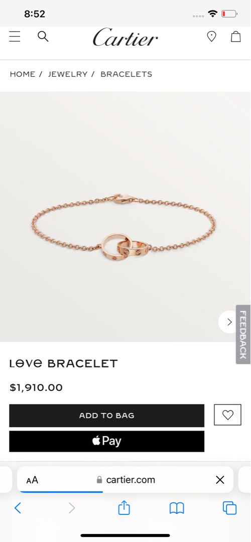 Auth Cartier baby Love bracelet rose gold, Women's Fashion, Jewelry ...