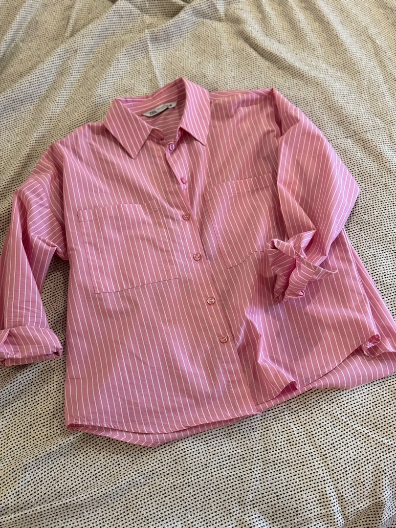 Blouse Zara Pink, Women's Fashion, Tops, Blouses on Carousell
