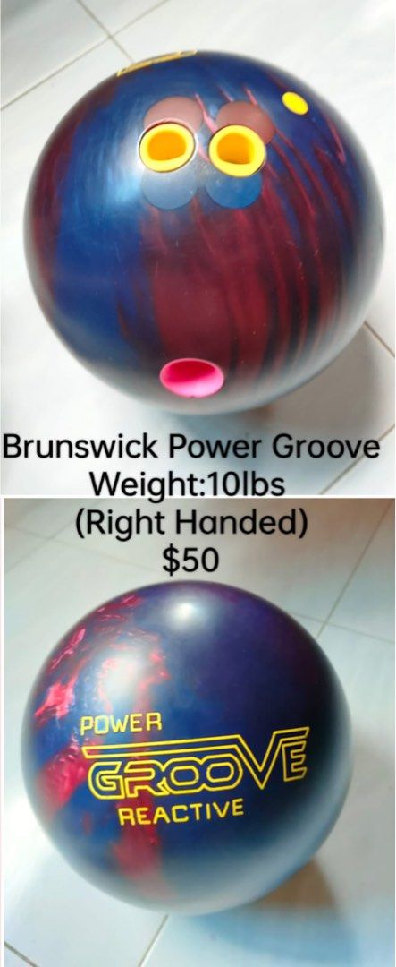 Brunswick Power Groove Reactive Bowling Ball, Sports Equipment, Sports ...