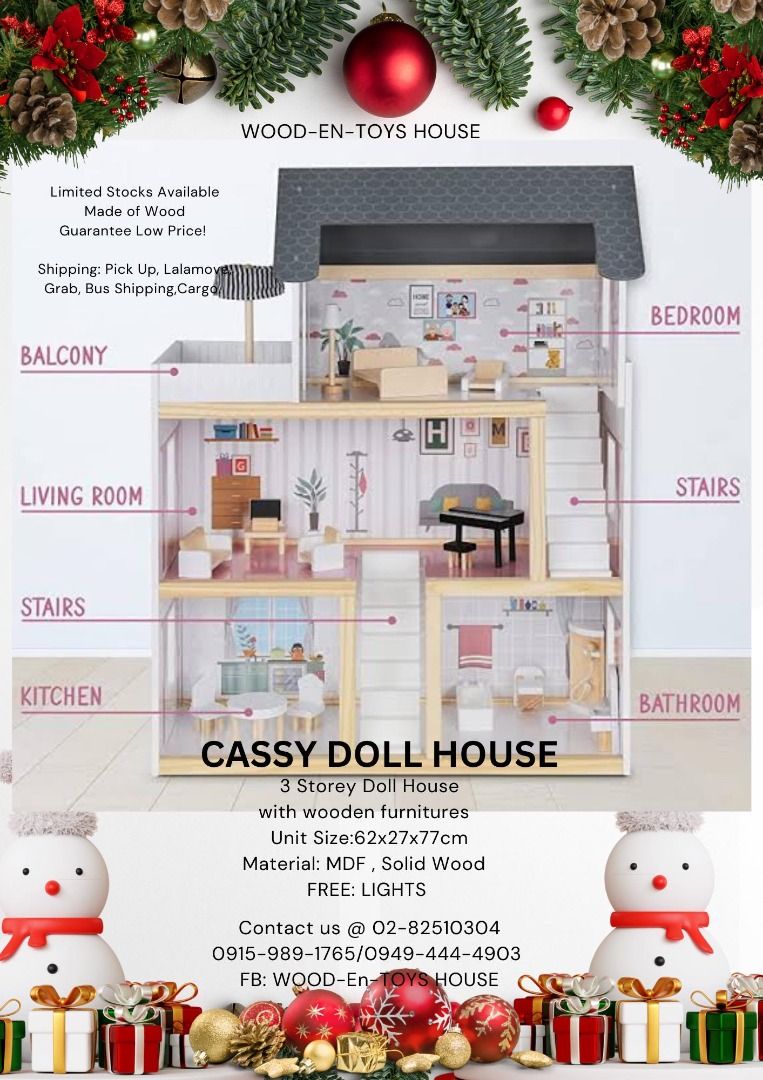 Cassy Wooden Doll House, Hobbies & Toys, Toys & Games on Carousell