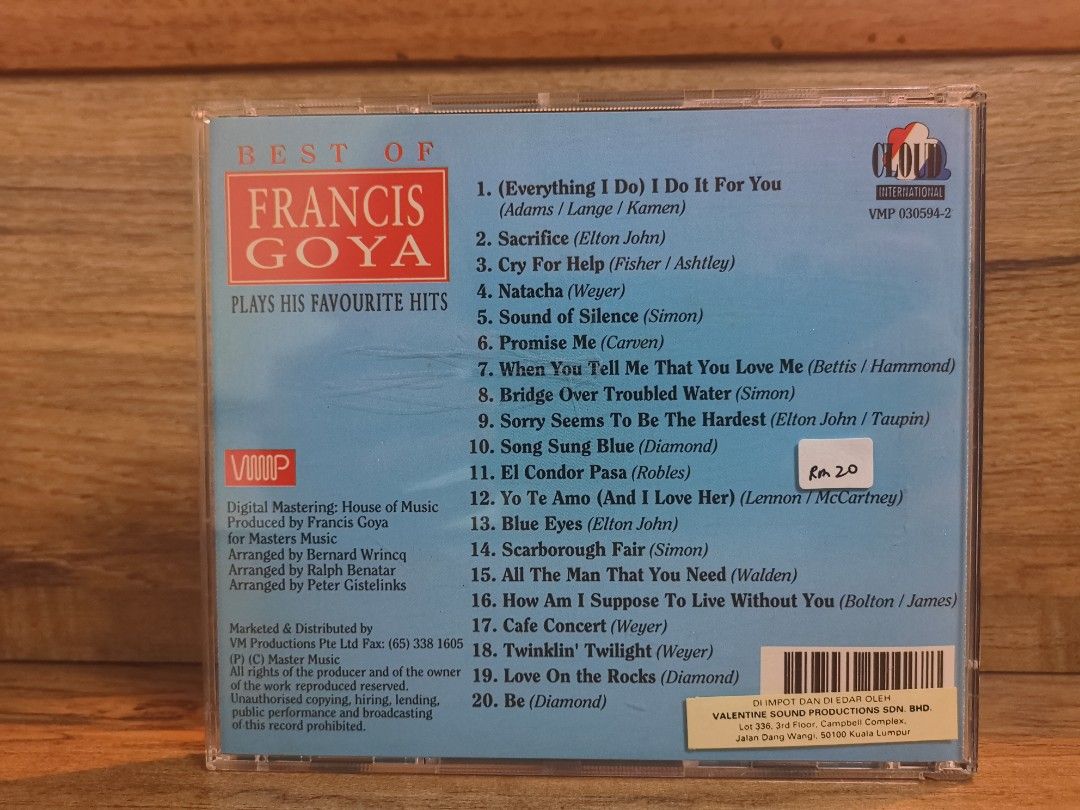 (CD) BEST OF FRANCIS GOYA Plays His Favourite Hits, Hobbies & Toys ...