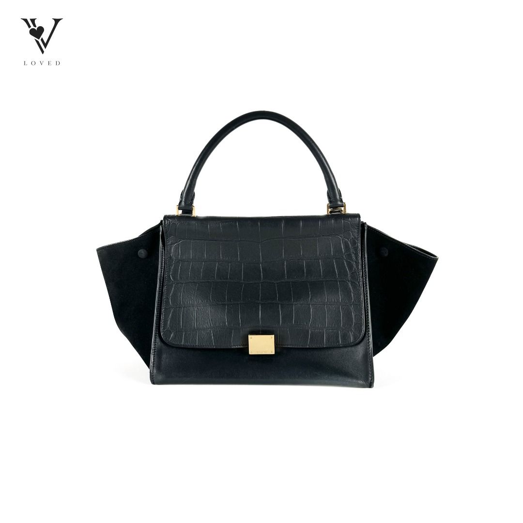 Celine Crocodile Embossed Trapeze, Luxury, Bags & Wallets on Carousell
