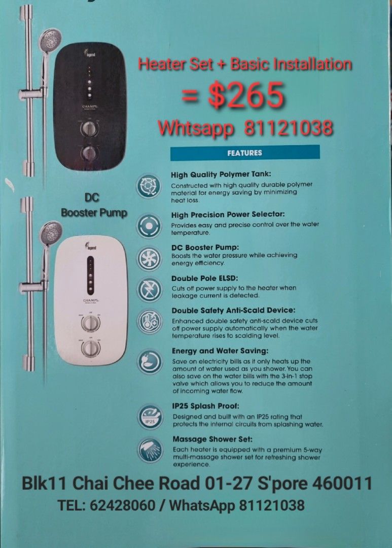 CHAMPS Legend ( With DC Booster Pump ) Instant Heater , Water Heater ...