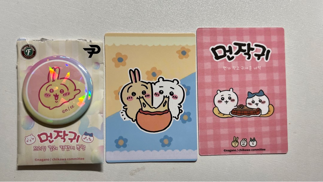 Chiikawa Korean limited badge card collection, Hobbies & Toys ...