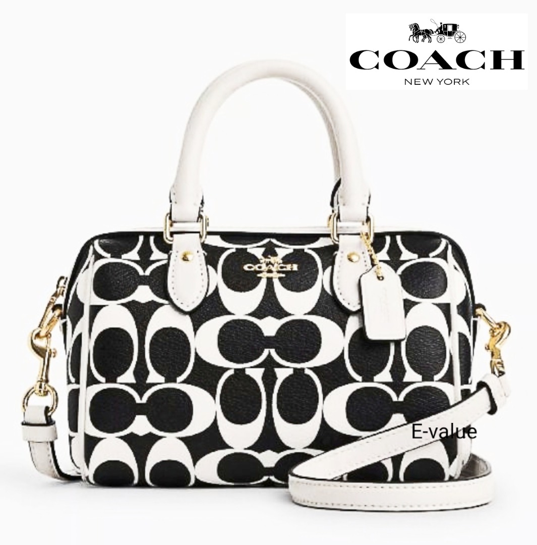 Coach Original White Black Signature Collection MINI ROWAN IN SIGNATURE ...