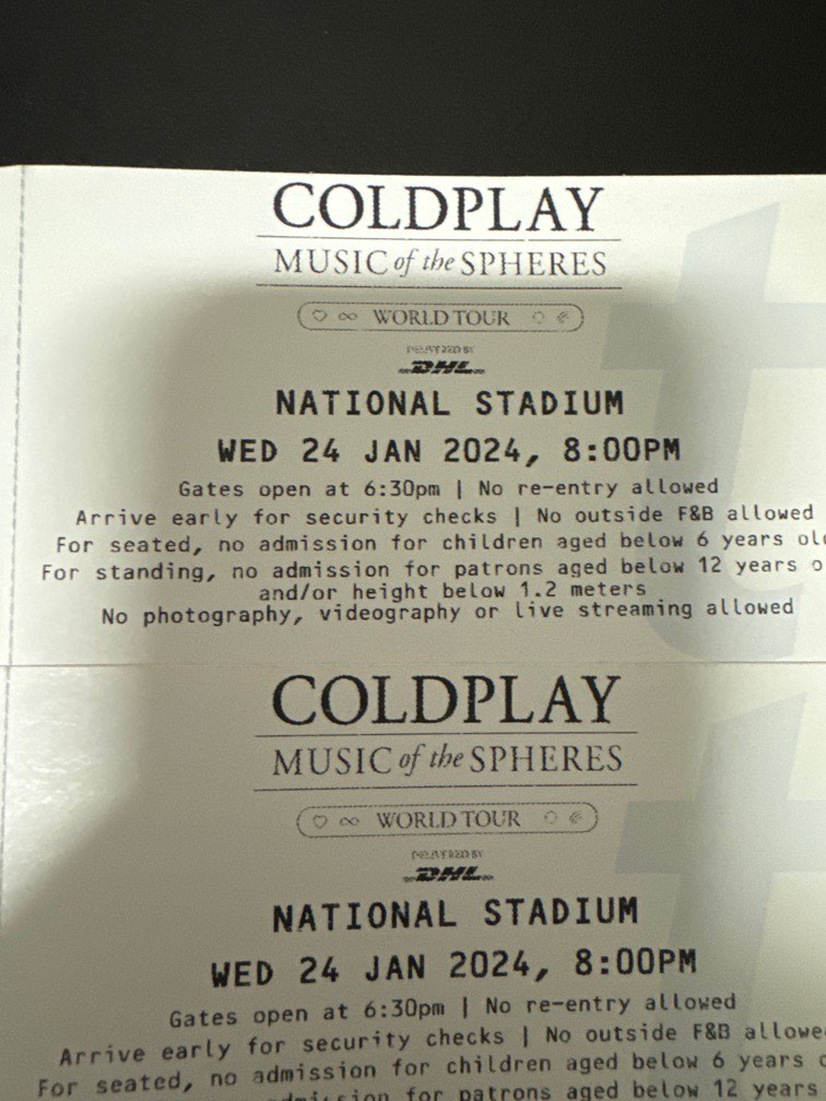 Coldplay Cat 2, Tickets & Vouchers, Event Tickets on Carousell