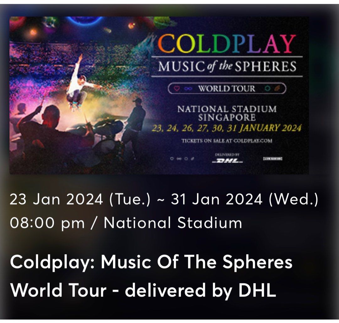 Coldplay Standing Tickets (3 pairs), Tickets & Vouchers, Event Tickets ...