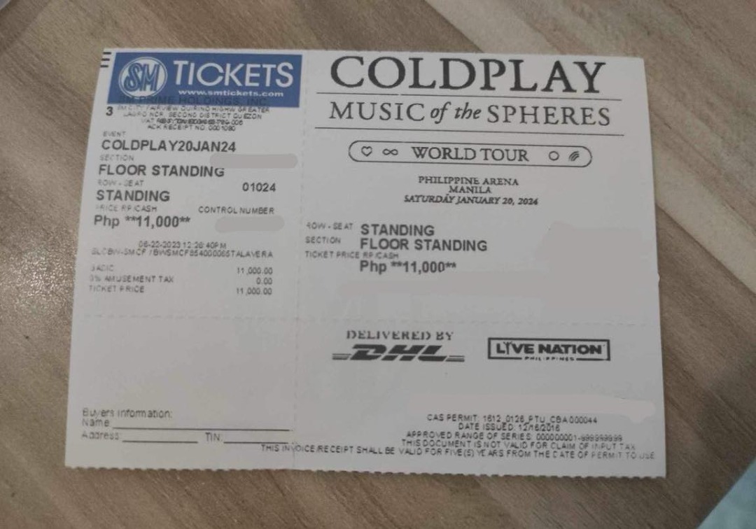 COLDPLAY TICKET, Tickets & Vouchers, Event Tickets on Carousell