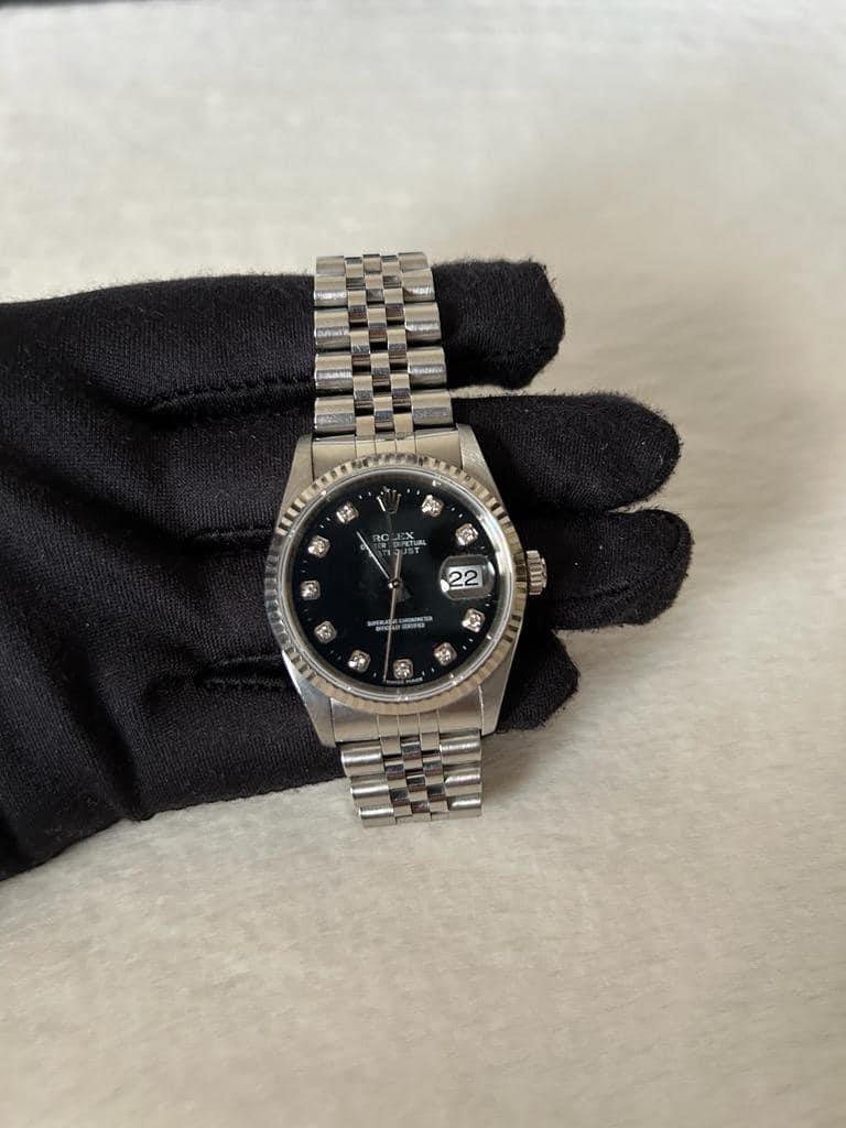 Datejust 36mm black dial w/diamond markers 2002, Luxury, Watches on ...