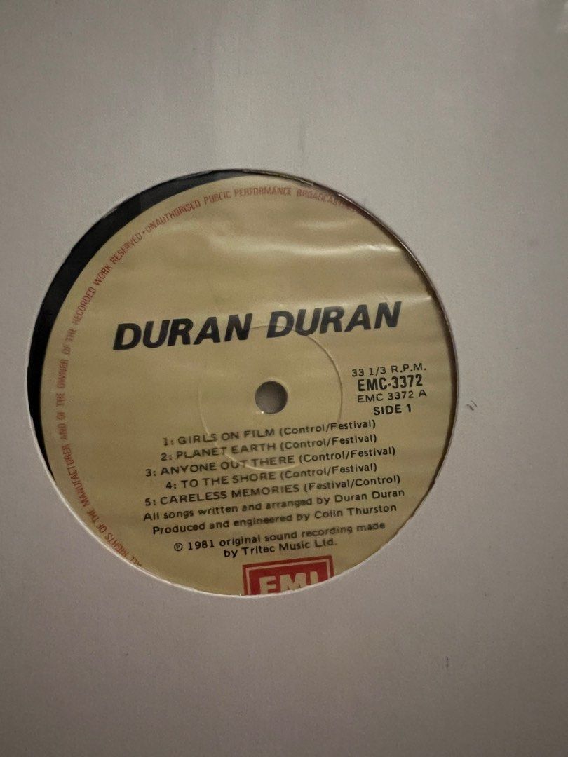 Duran Duran first album 1981 vinyl record, Hobbies & Toys, Music ...