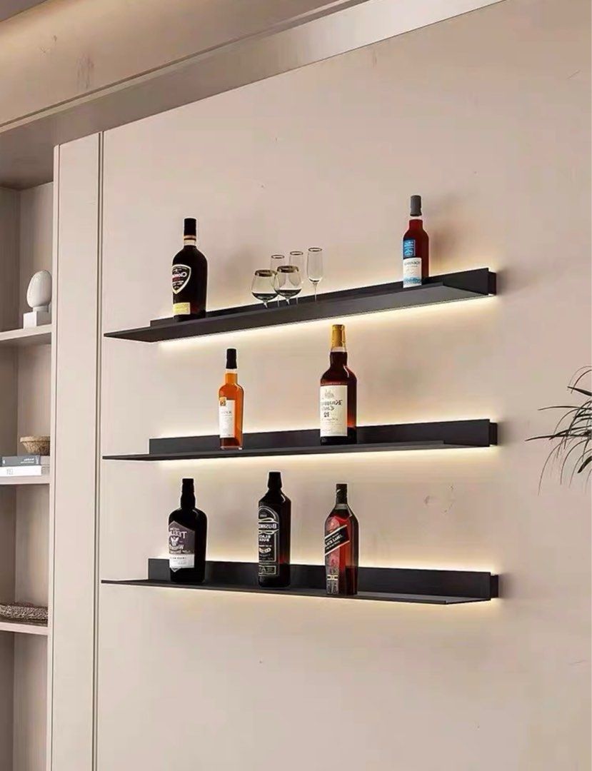 Floating wall shelf with LED light / bookshelf / minimal / sleek ...