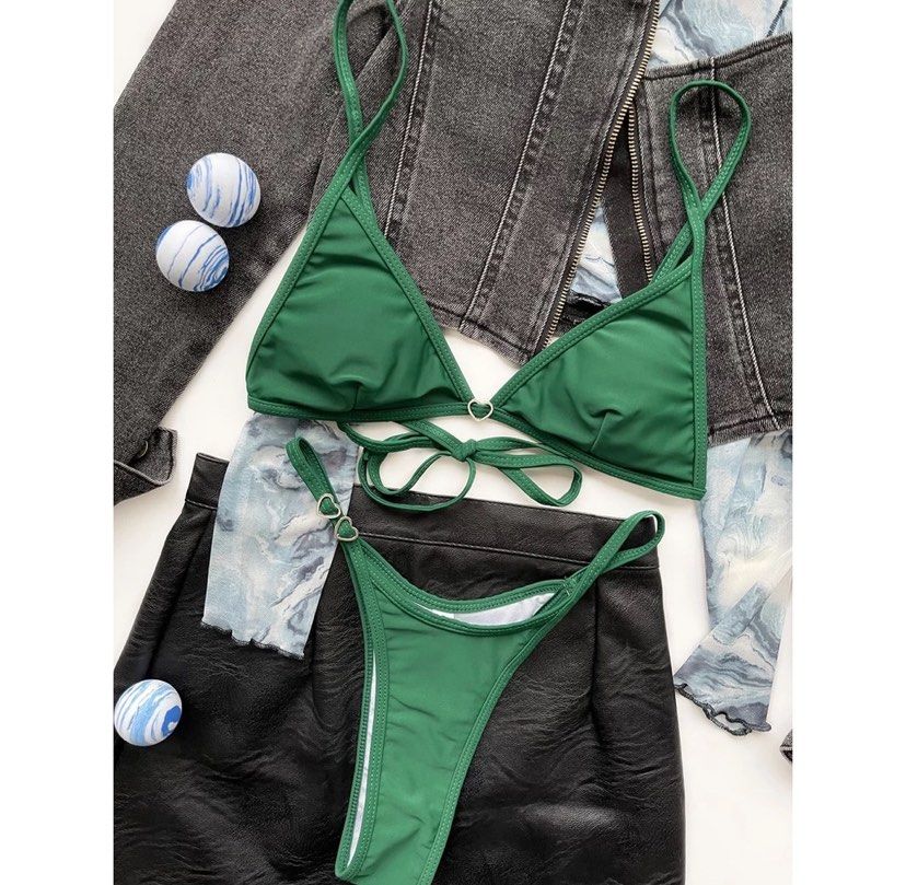 Forest Green Thong Bikini, Women's Fashion, Swimwear, Bikinis ...