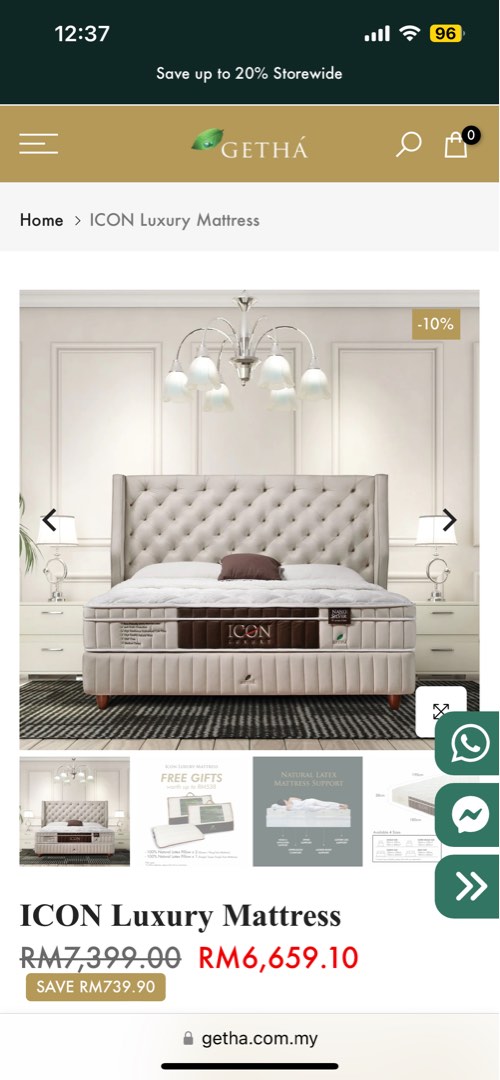 Getha Iconic Luxury Bed Mattress, Furniture & Home Living, Furniture ...