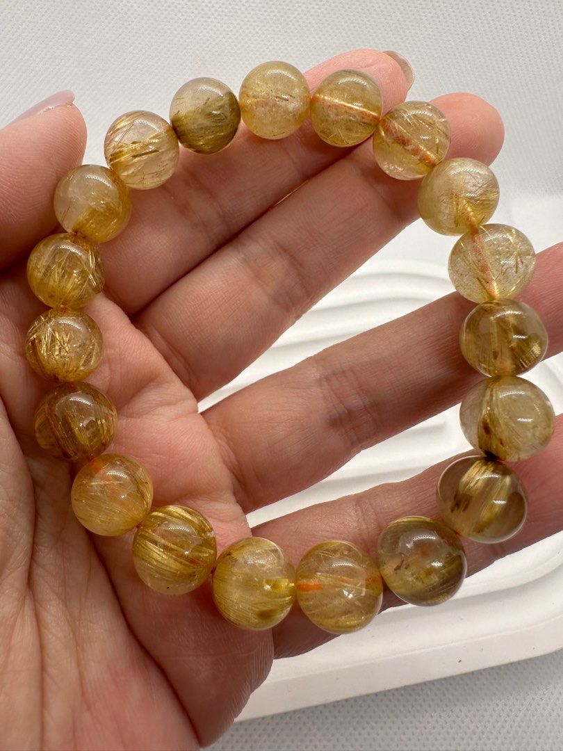 Golden Titanium Rutile 10mm, Women's Fashion, Jewelry & Organisers ...
