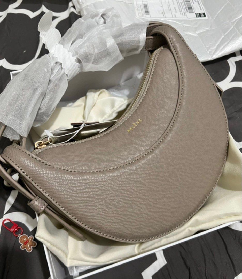 Gray Small Lichee Polene Genuine Leather Bag, Women's Fashion, Bags ...