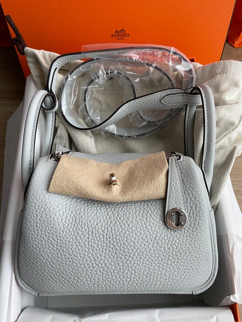 Hermes Mini Lindy bleu pale, Luxury, Bags & Wallets on Carousell